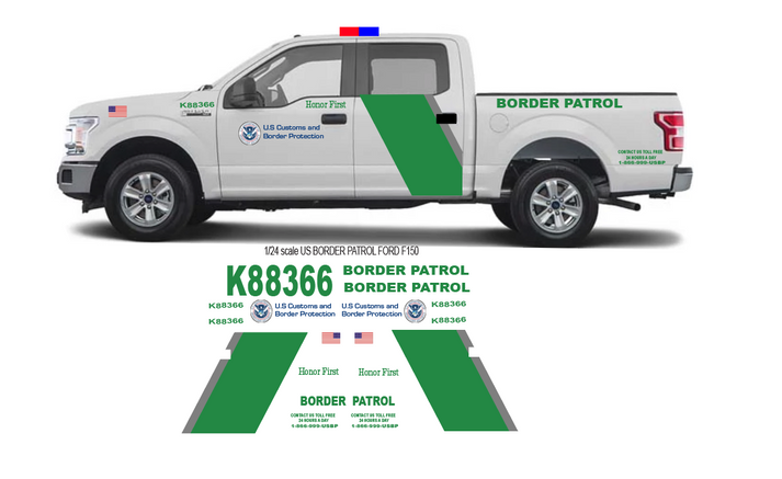 1/24 Scale Ford F-150 US Border Patrol Waterslide Decals Sheet – Custo ...