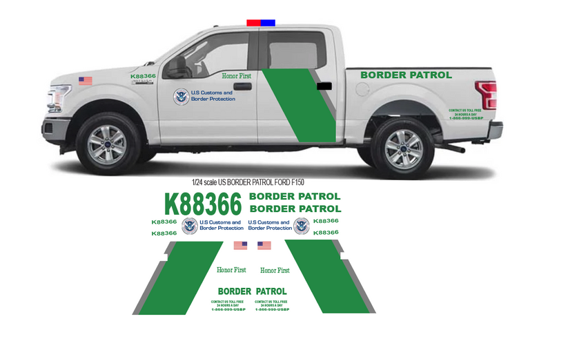 1/24 Scale Ford F-150 US Border Patrol Waterslide Decals Sheet – Custo ...