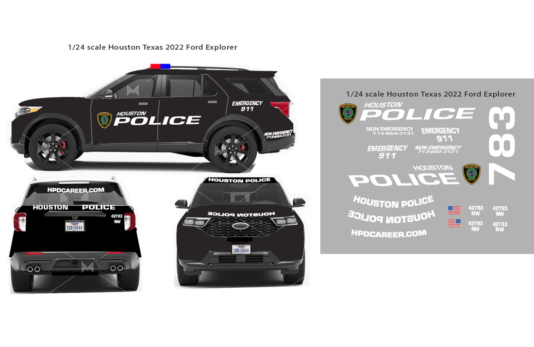 1/24 scale Houston Texas Police Waterslide Decals To fit Motormax 2022 ...