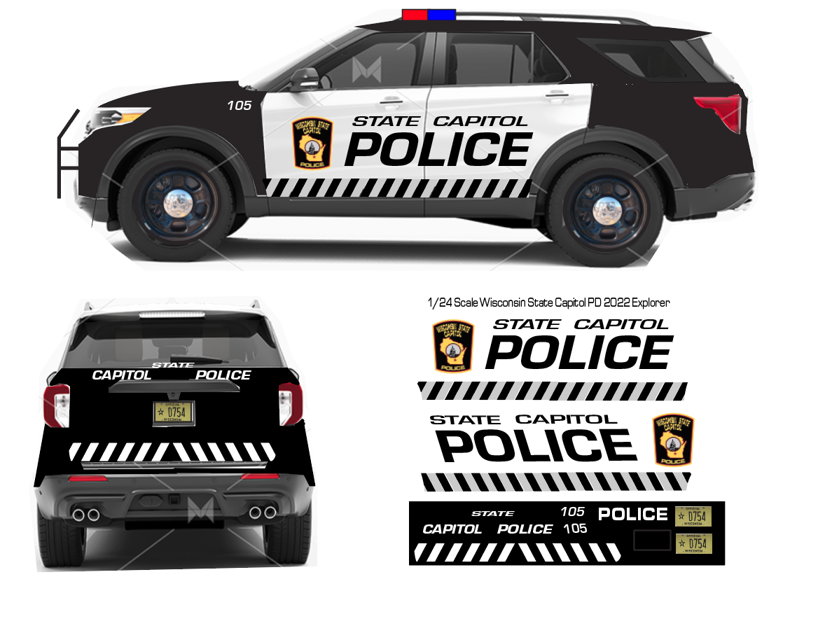 1/24 scale Wisconsin State Capitol Police Waterslide Decals to Fit 202 ...